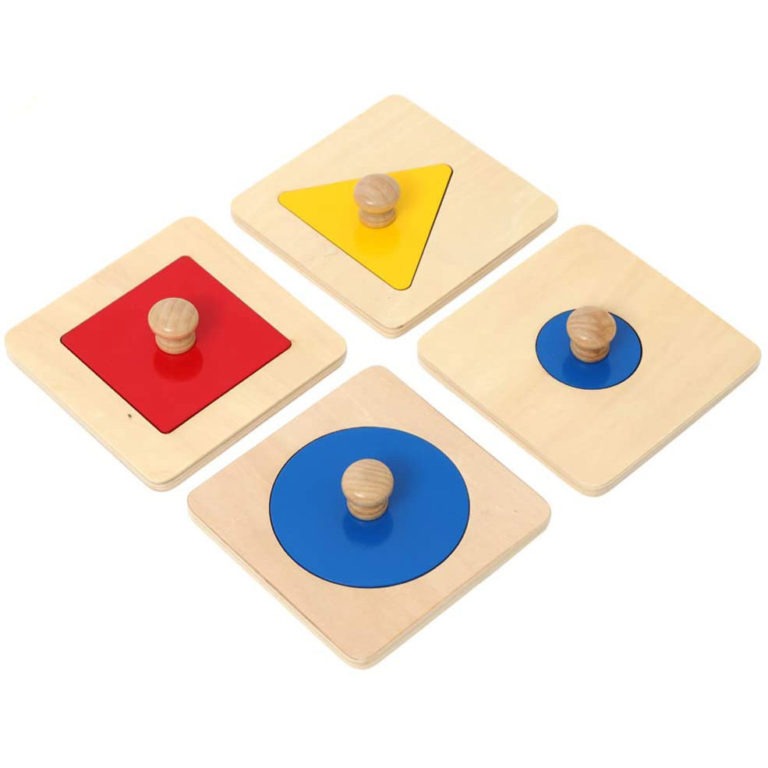 Geometric Shapes Wooden Knob Puzzles - Set of 4 - Independent Living